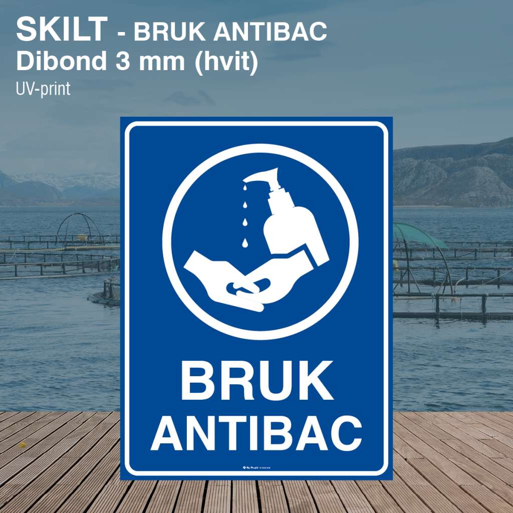 Bruk antibac skilt, aluminium