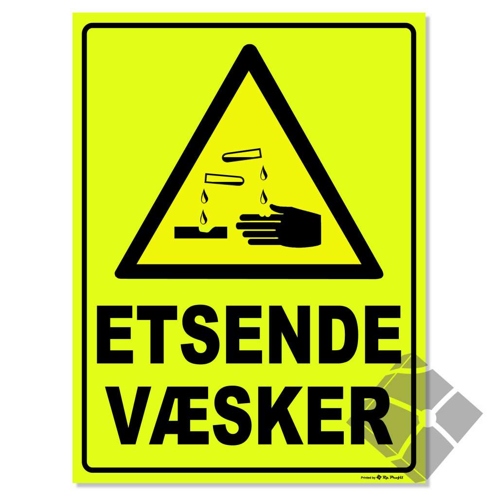 Fareskilt - Etsende væske