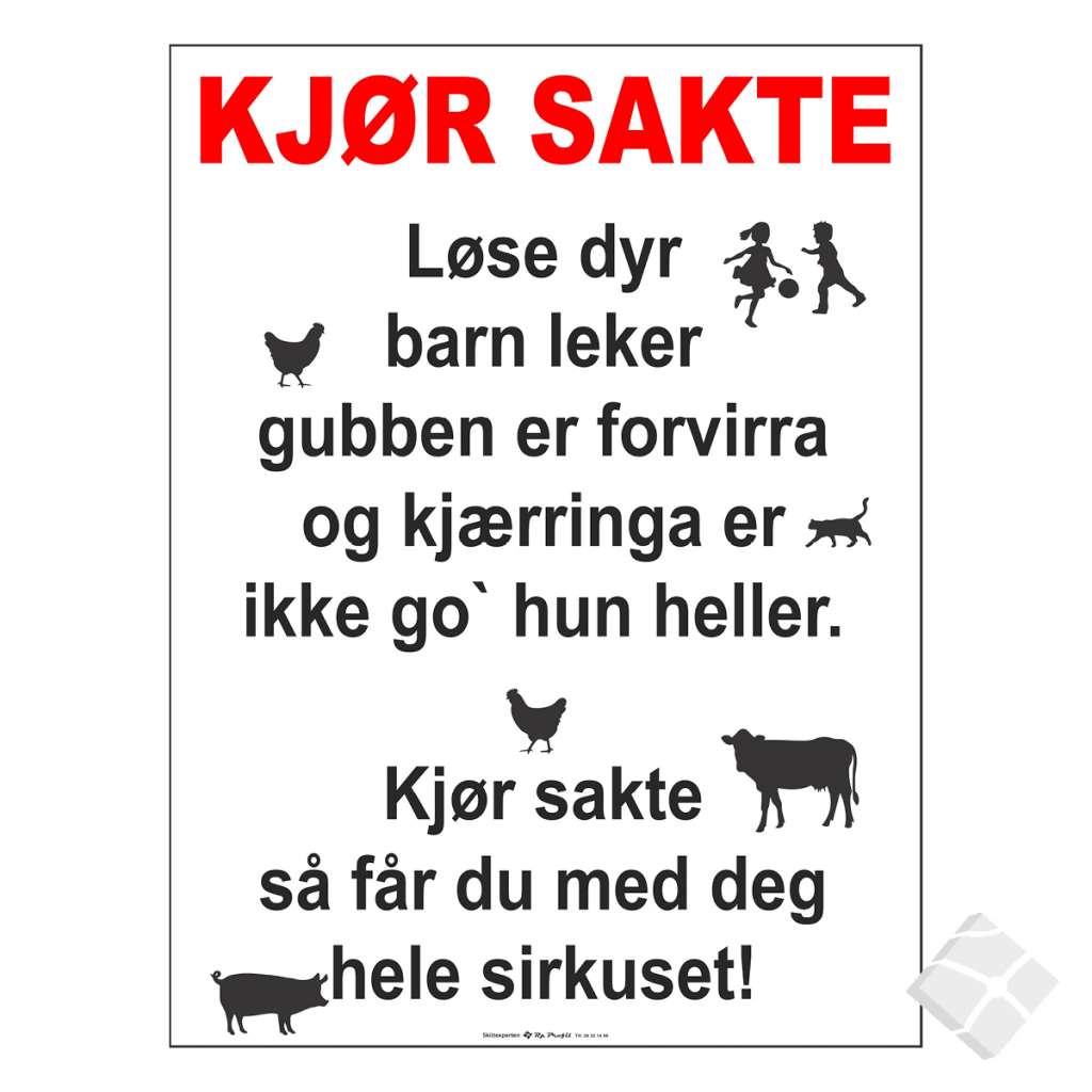 Kjør sakte, alum. skilt