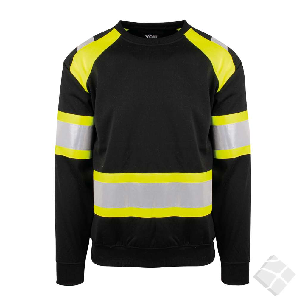 Arbeidsgenser med refleks, sort/gul